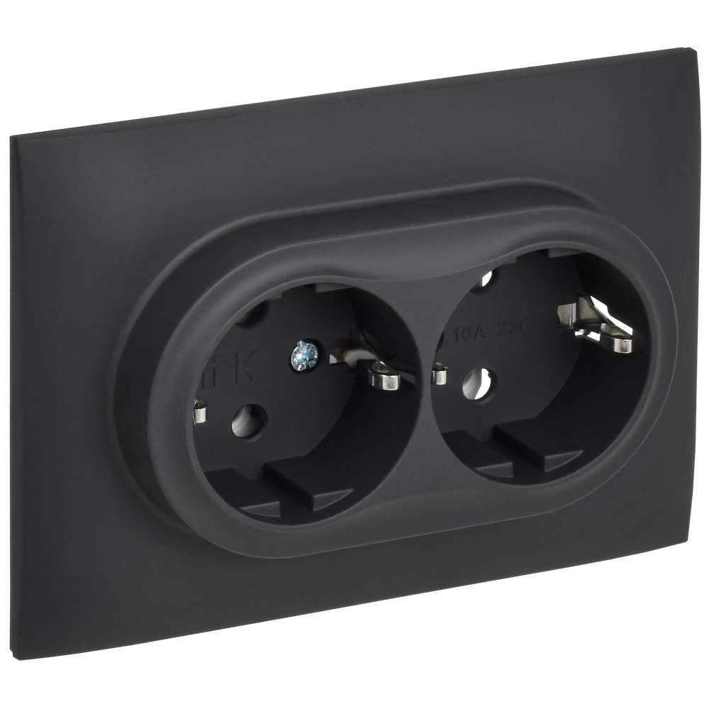 SKANDY Розетка 2-местная с заземлением без защитных шторок 16А в сборе ...