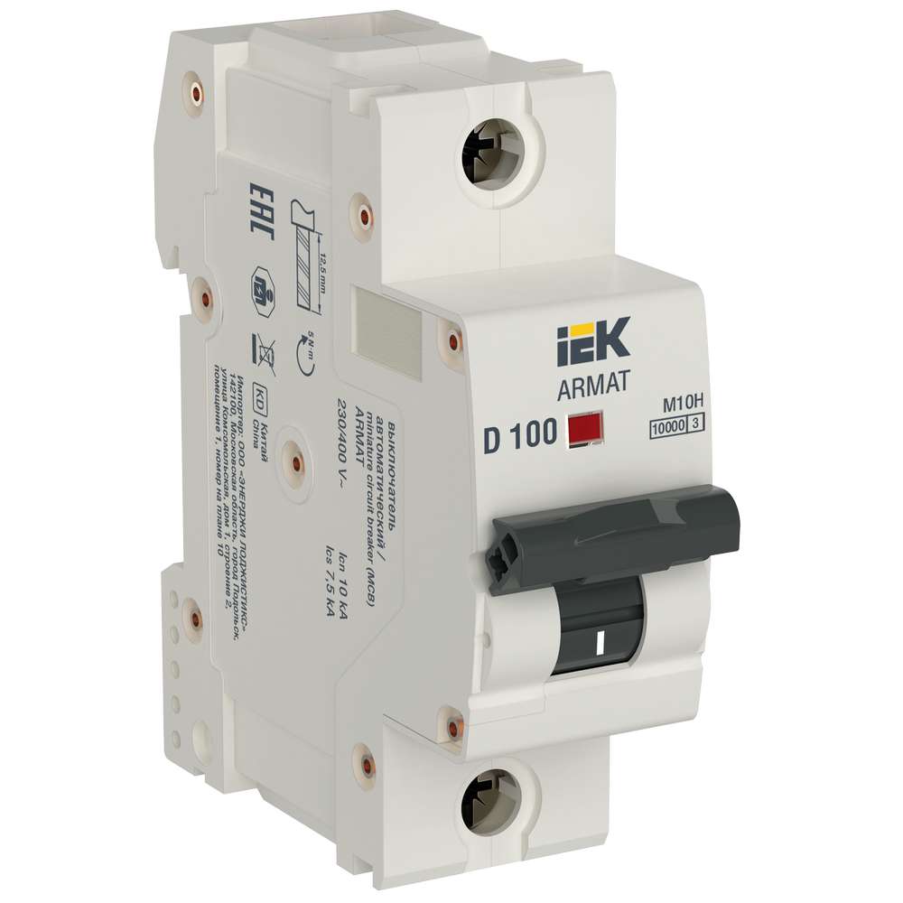 ARMAT Автоматический выключатель M10H 1P D 100A IEK AR-M10H-1-D100 ⚡ ...