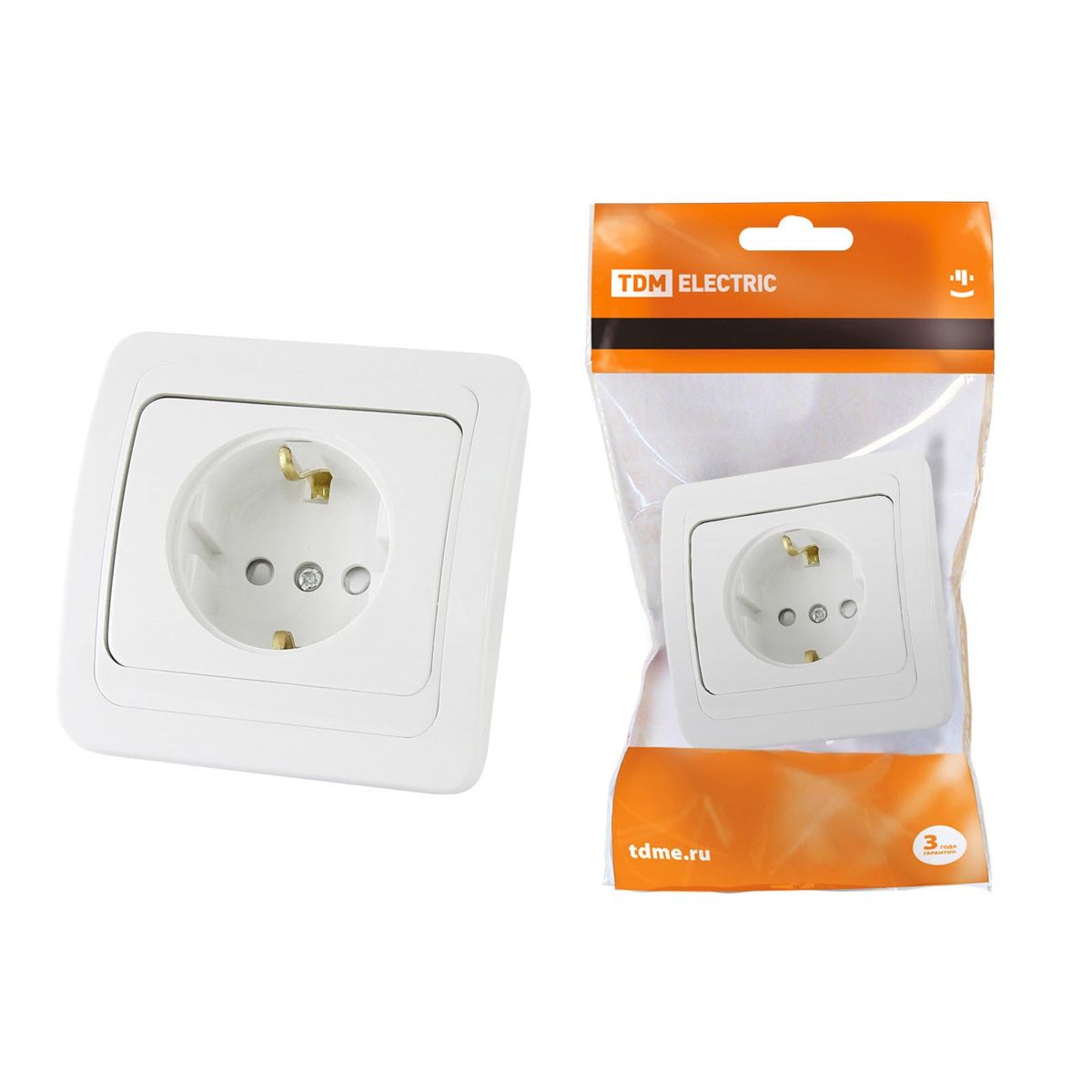 Розетка 2P PE TDM Electric Валдай со шторками белая SQ1804-0024 ⚡ ...
