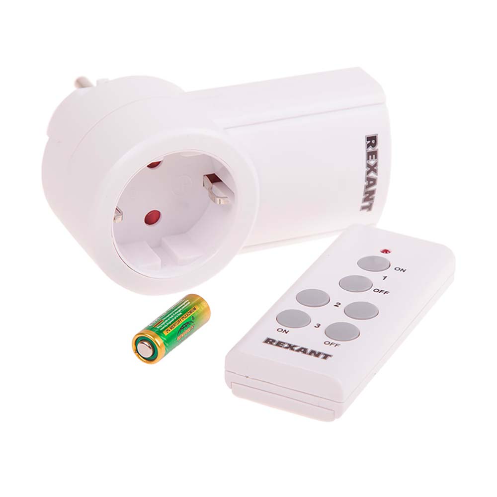 Радиоуправляемая розетка c пультом RX-001 один пульт, одна розетка 10А/30м REXANT 10-6020 ⚡ ...