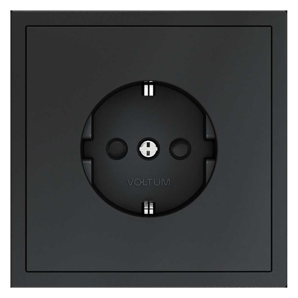 Розетка встраиваемая Voltum S70 с заземлением и защитными шторками, 16А, графит VLS040207 ⚡ ...