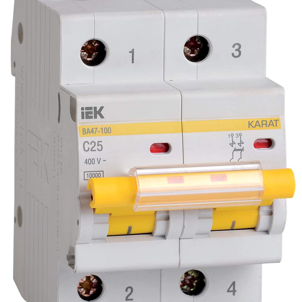 KARAT Автоматический выключатель ВА47-100 2P C 25А 10кА IEK MVA40-2-025-C ⚡ — купить с доставкой ...