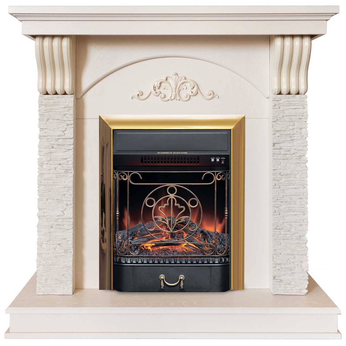 Электрокамин Realflame Corfino WT с очагом Majestic Lux Brass 306139 ⚡ - купить с доставкой по ...