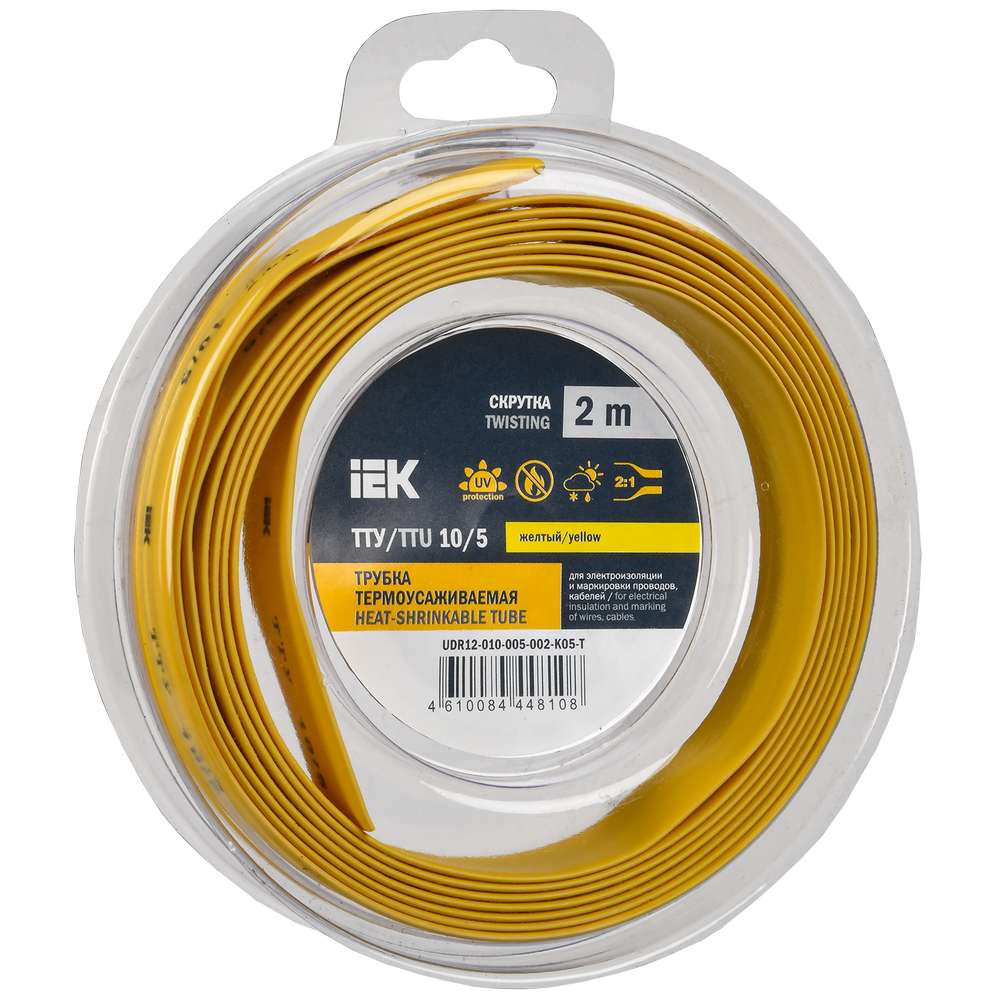Трубка термоусадочная ТТУ нг-LS 10/5 желтая 2м/упак IEK UDR12-010-005-002-K05-T ⚡ — купить с ...