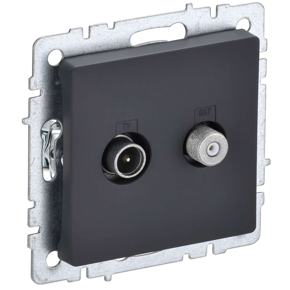 BRITE Розетка двойная TV SAT РТВ/РСп12-БрГ графит IEK BR-AF20-O-K53 ⚡ — купить с доставкой по ...