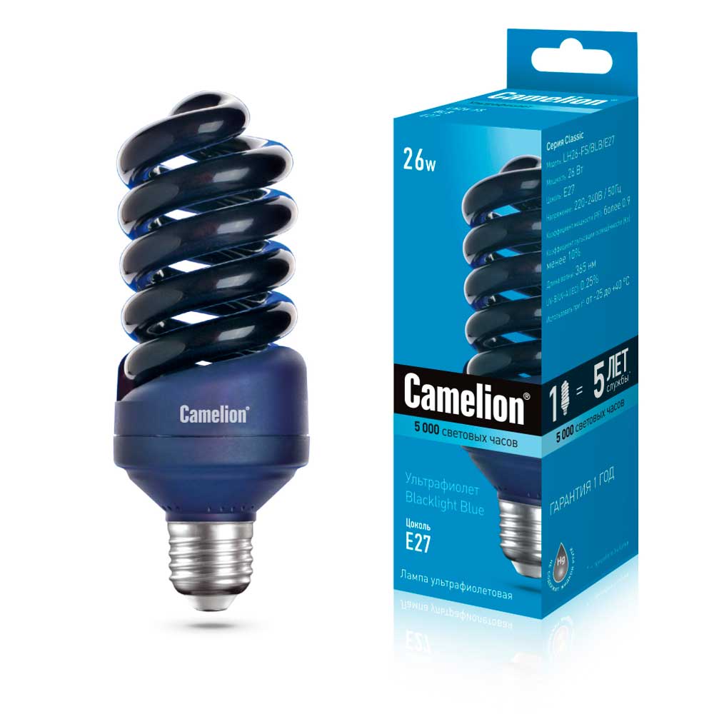 Лампа энергосберегающая ультрафиолетовая Camelion E27 26W LH26-FS/BLB ...