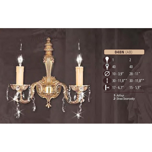 Бра Riperlamp Roma 048N/1 AB Asfour ⚡ - купить с доставкой по Москве и России в интернет ...