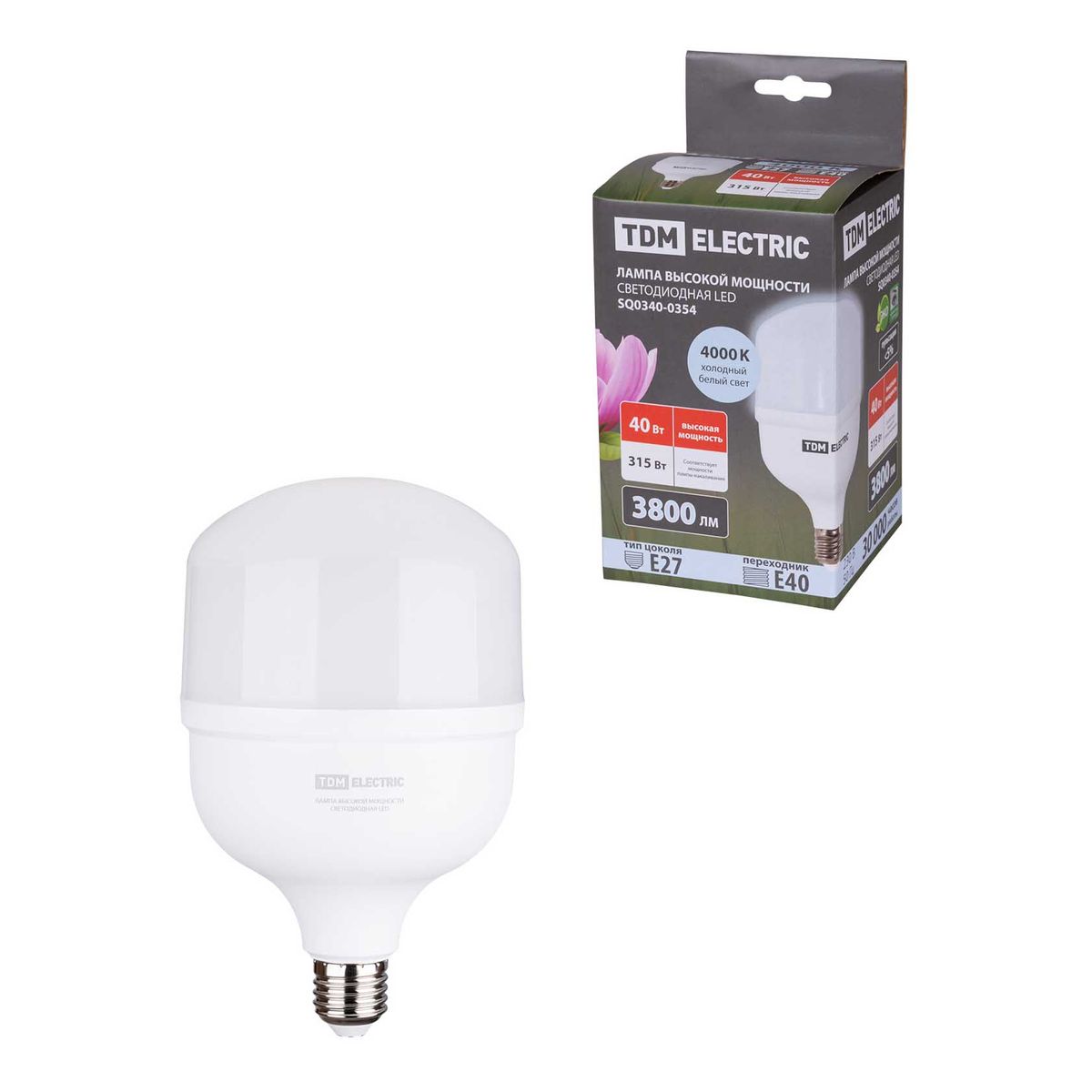 Лампа светодиодная TDM Electric E27 40W 4000K матовая SQ0340-0354 ⚡ ...