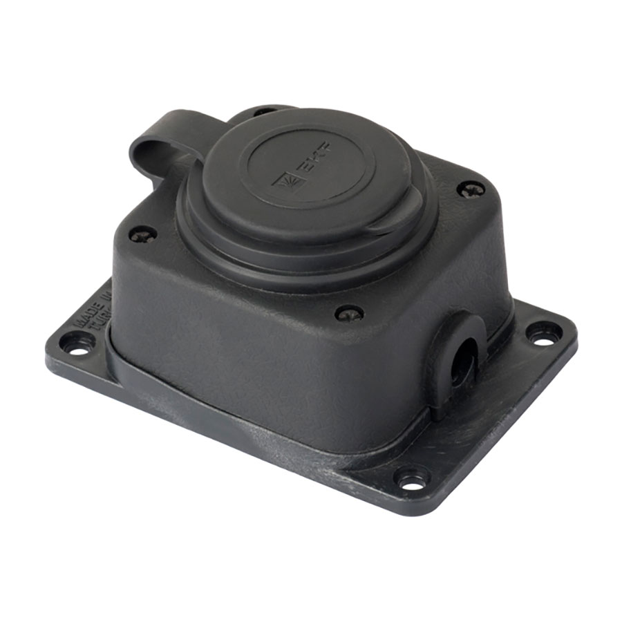 Роз одномест с защит крышкой каучуковая 230В 2P PE 16A IP44 EKF PRO RPS-014-16-230-44-r ⚡ ...