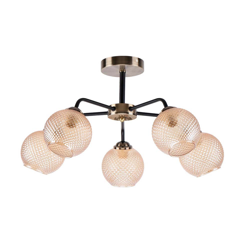 Потолочная люстра ЭкономСвет 12148/5AB BK AMB ⚡ - купить с доставкой по Москве и России в ...