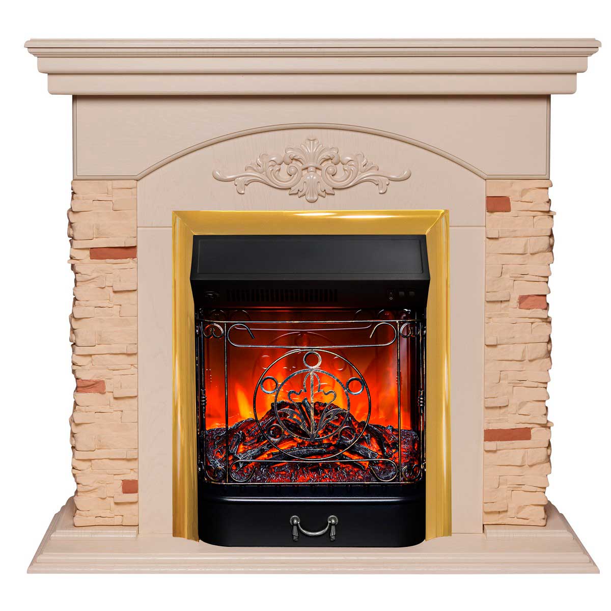 Электрокамин Realflame Neapolis WT с очагом Majestic Lux Brass 306136 ⚡ - купить с доставкой по ...