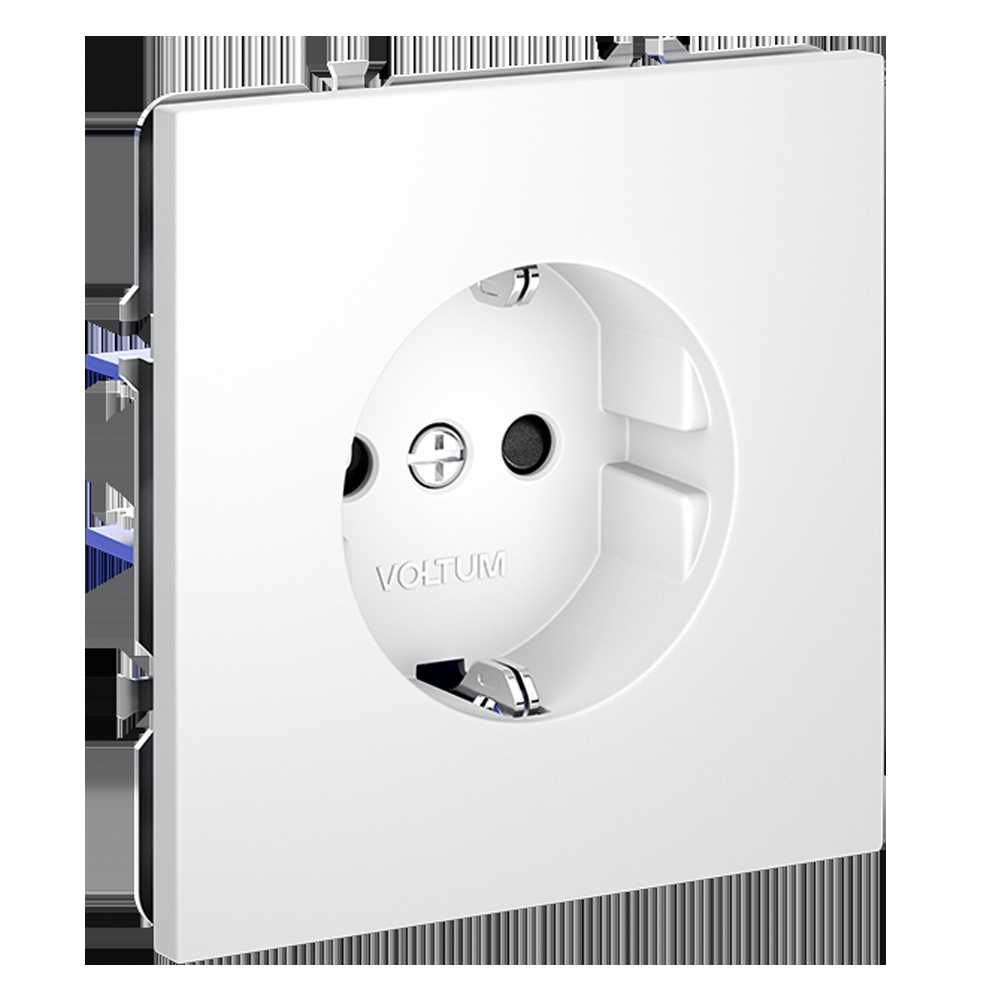 Розетка встраиваемая Voltum S70 с заземлением и защитными шторками, 16А, белый матовый VLS040202 ...