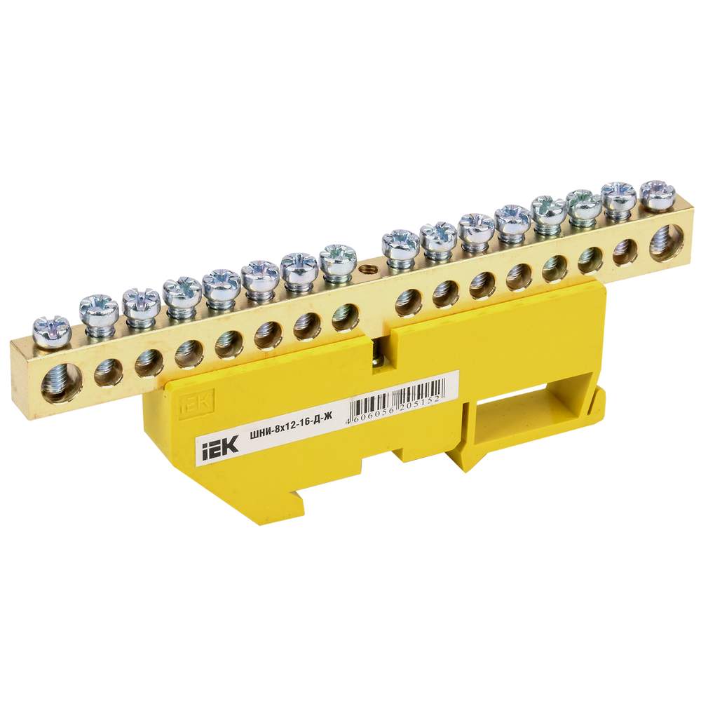 Шина PE земля на DIN-изол ШНИ-8х12-16-Д-Ж IEK YNN10-812-16D-K05 ⚡ ...