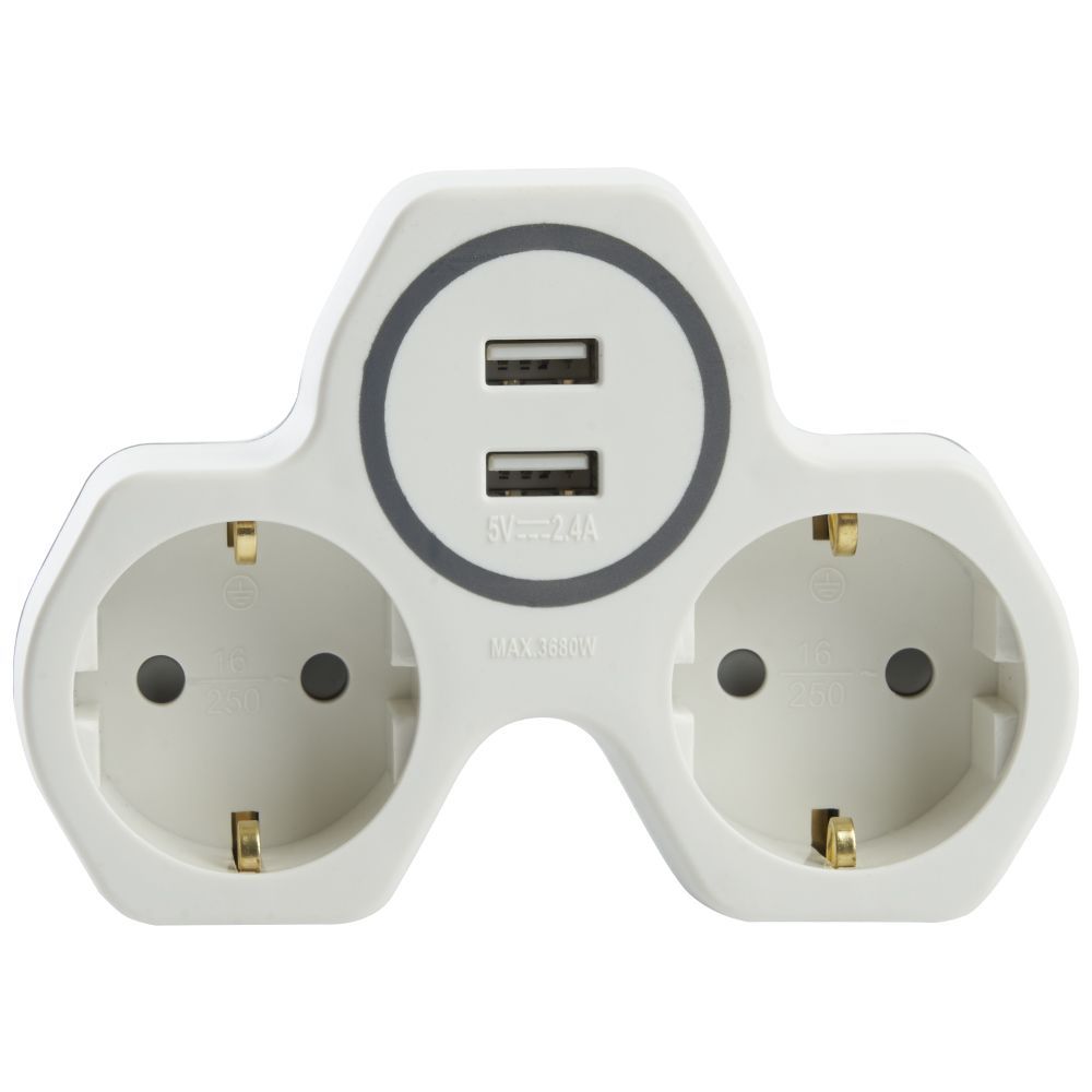 Разветвитель сетевой с 2хUSB Stekker 2гн с/з ADP16-14-20 32872 ⚡ ...
