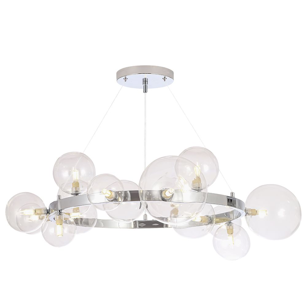 Подвесная люстра Crystal Lux Agata SP15 V2 Chrome/Transparente ⚡ ...
