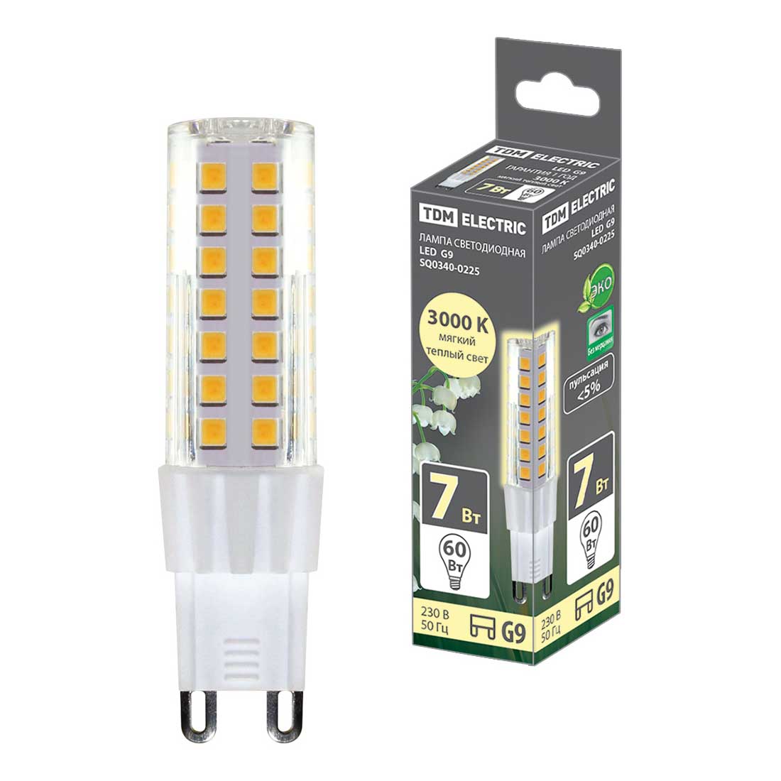 Лампа светодиодная TDM Electric G9 7W 3000K прозрачная SQ0340-0225 ⚡ ...