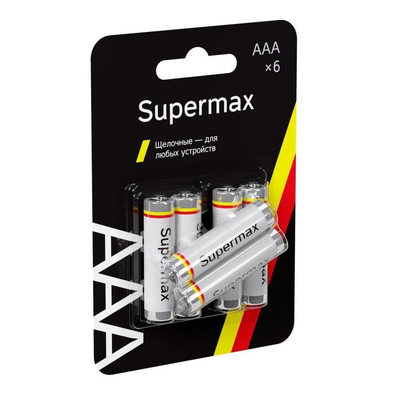 Элемент питания алкалиновый Космос Supermax AAA/LR03 6хBL SUPLR03BL6 ⚡ ...