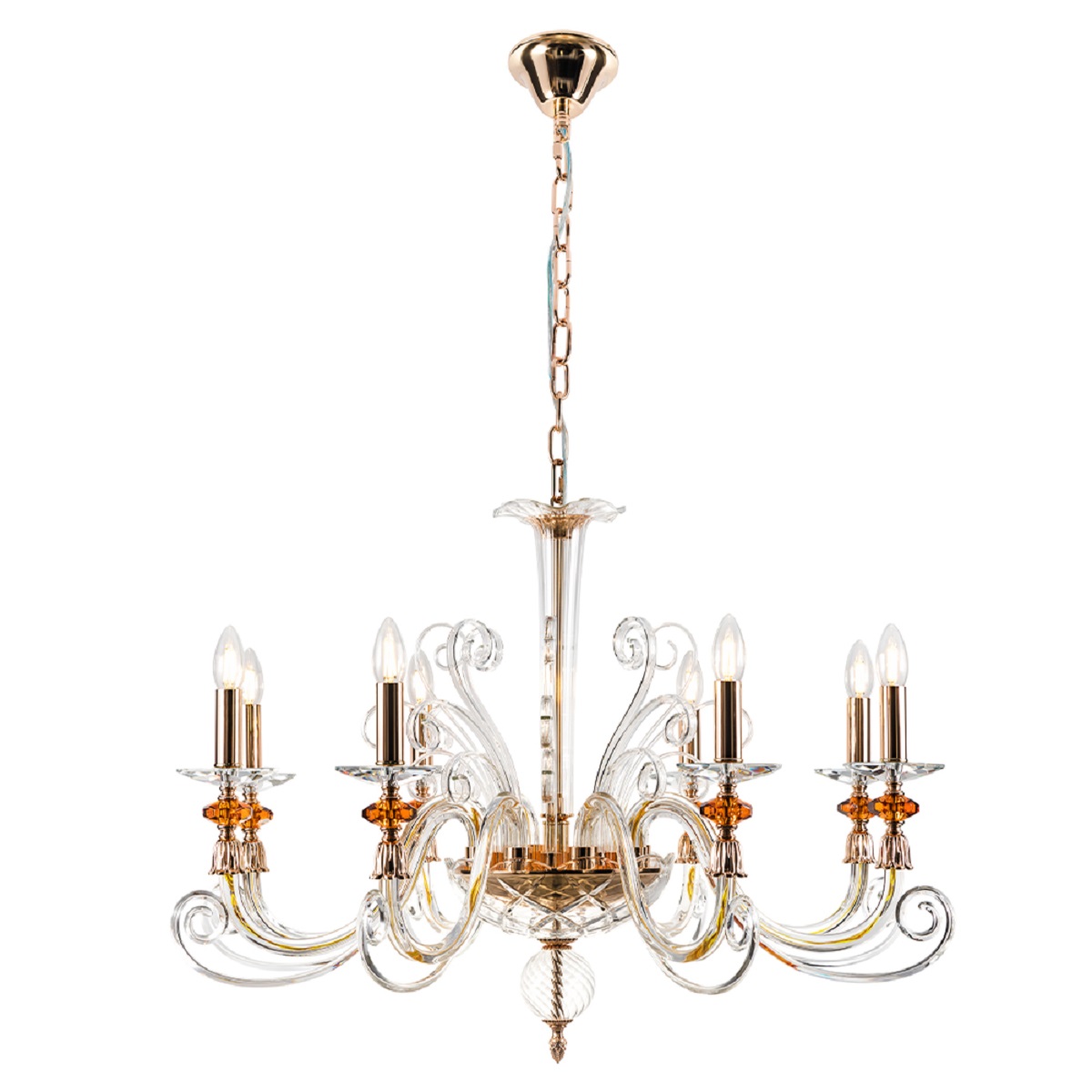 Подвесная люстра Crystal Lux Catarina SP8 V2 Gold/Transparent-Cognac ⚡ ...